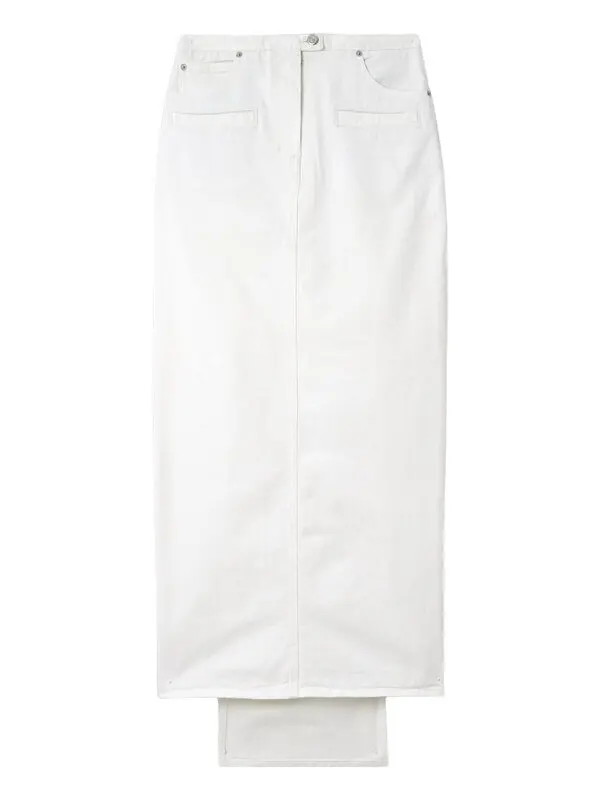 COURREGES Asymmetric Paneled Denim Maxi Skirt - White