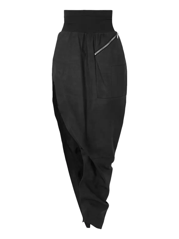 Rick Owens Asymmetric Leather Maxi Skirt - Black