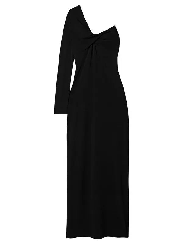 COURREGES Onesleeve Twisted Stretch-jersey Maxi Dress - Black