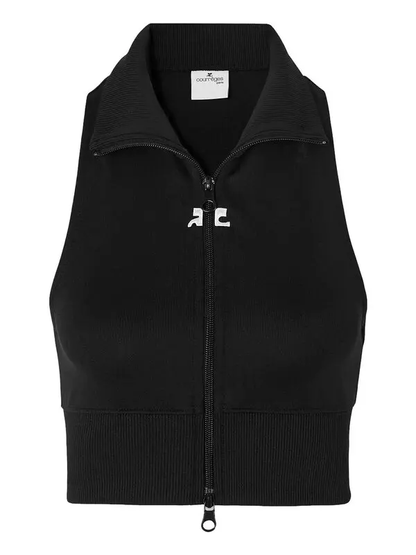 COURREGES Cropped Jersey Vest - Black