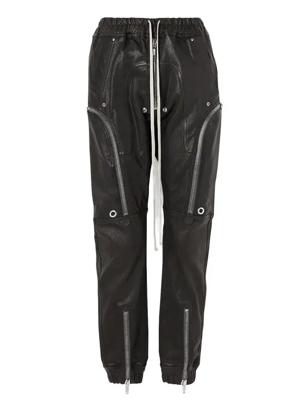 Rick Owens Leather-blend Tapered Pants - Black