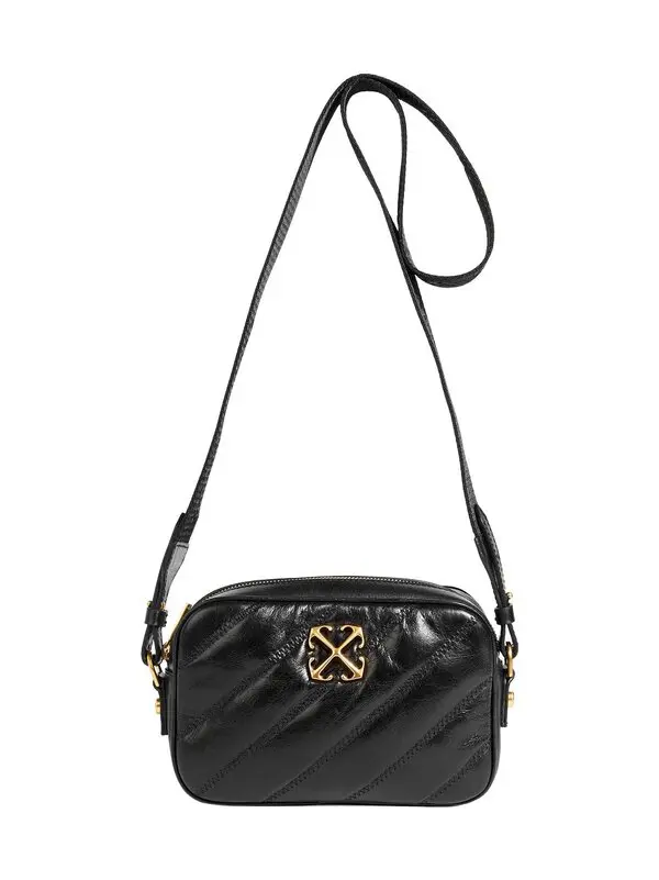 Off-White Quilted Leather Crossbody Bag - Black