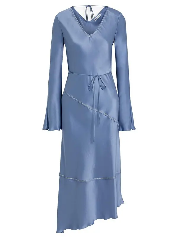 Acne Studios Asymmetric Satin Midi Dress - Light Blue