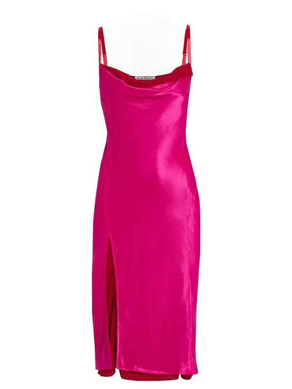 Acne Studios Layered Satin And Crepe Slip Dress - Fuchsia