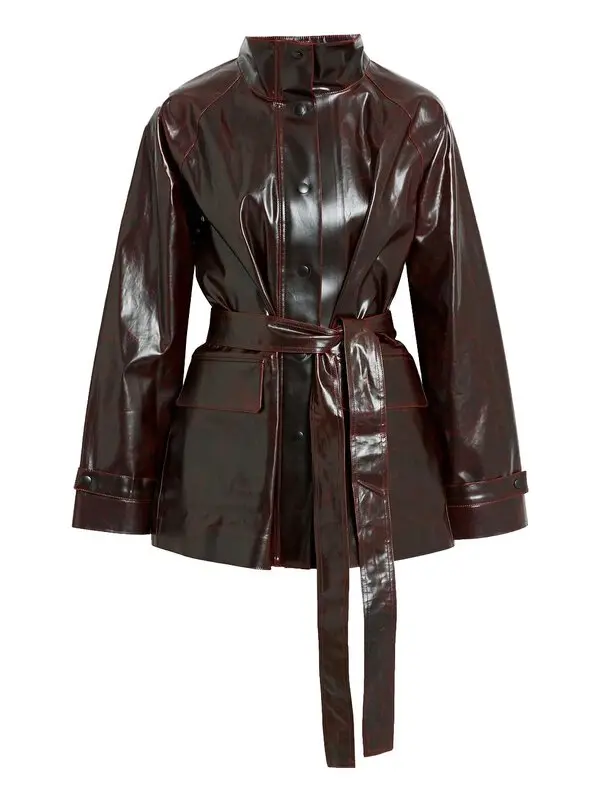 Proenza Schouler Finch Belted Burnished Jacket - Chocolate