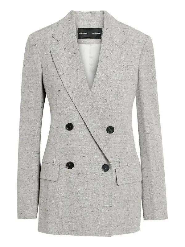 Proenza Schouler Hadley Double-breasted Tweed Blazer - Light Gray