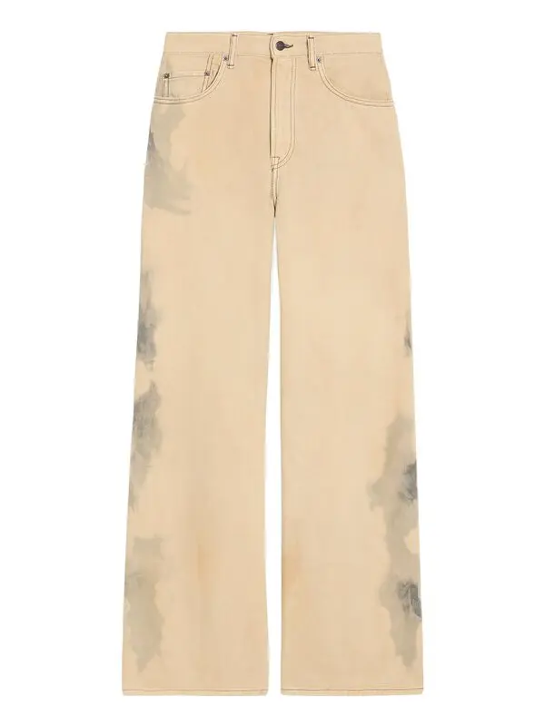 Acne Studios Printed Wide-leg High-rise Jeans - Beige