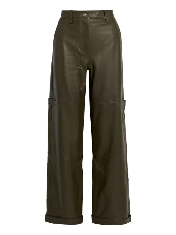 Proenza Schouler Mason Leather Cargo Pants - Army Green