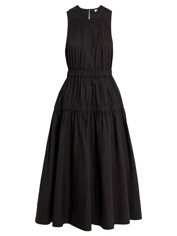 Proenza Schouler Libby Tiered Cotton-poplin Midi Dress - Black