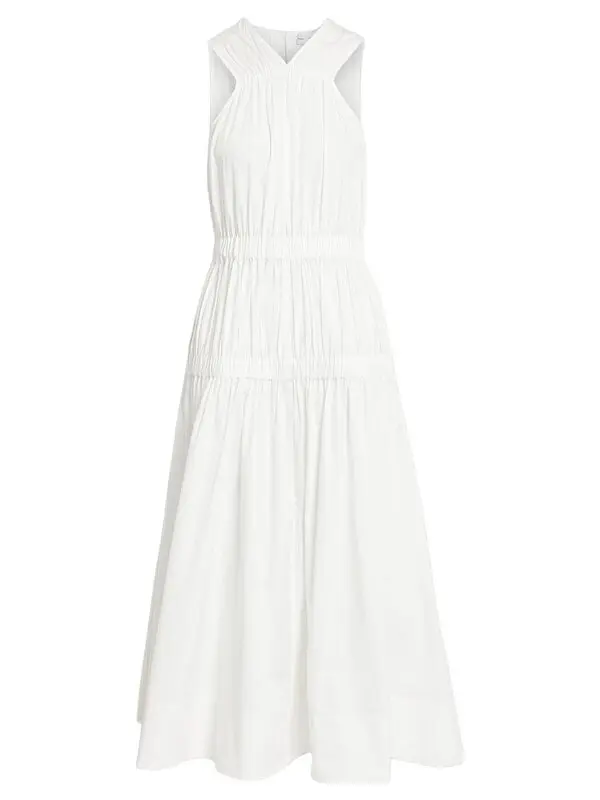 Proenza Schouler Libby Tiered Cotton-poplin Midi Dress - White