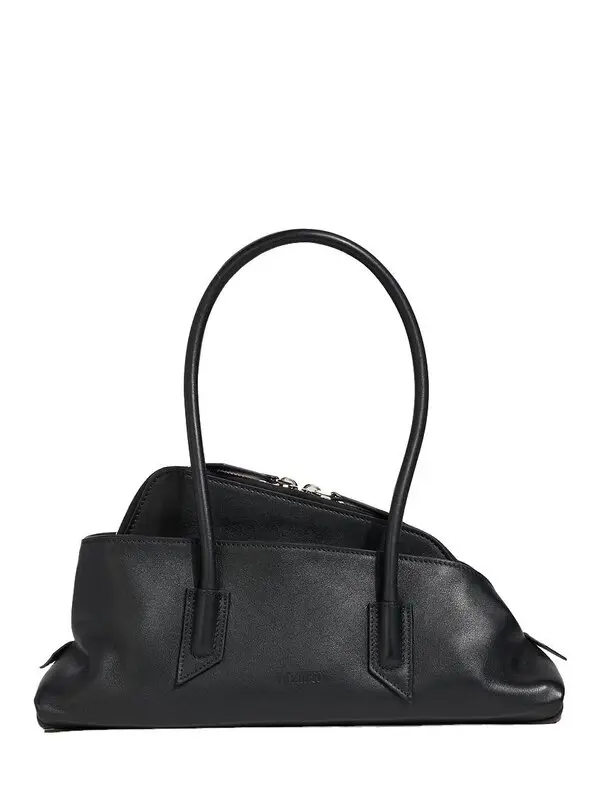 Attico La Passeggiata Small Asymmetric Leather Shoulder Bag - Black