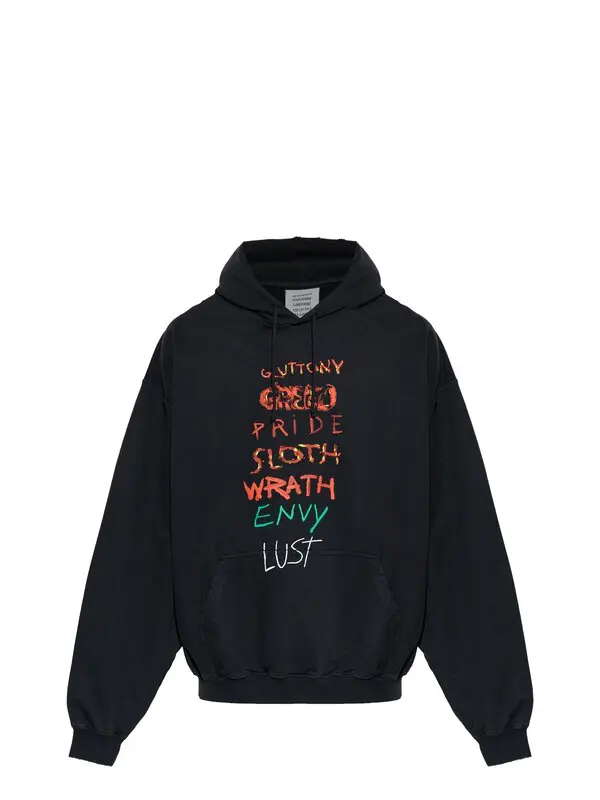 Vetements Vintage Effect Hoodie - Black
