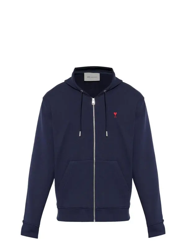 Ami Sweatshirt With Embroidered Logo - Navy Blue