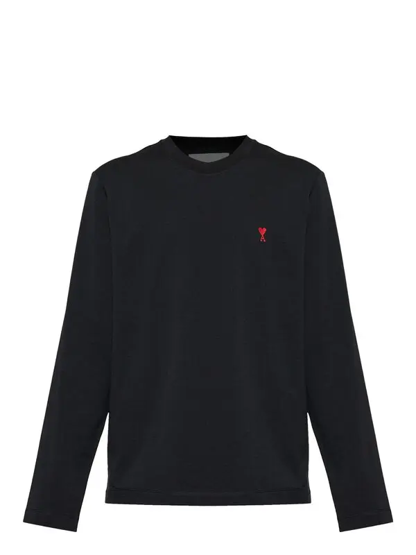 Ami T-shirt With Embroidered Logo - Black