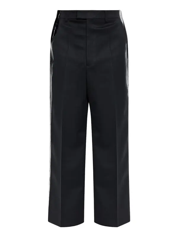 Vetements Creased Wide Leg Trousers With Decorative Side Stripes - Black