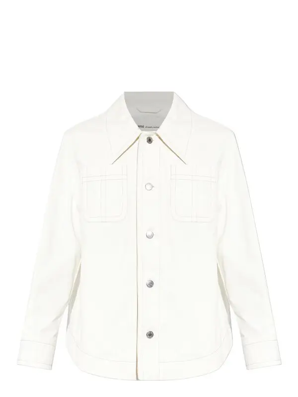 Ami Denim Jacket With Pockets - White