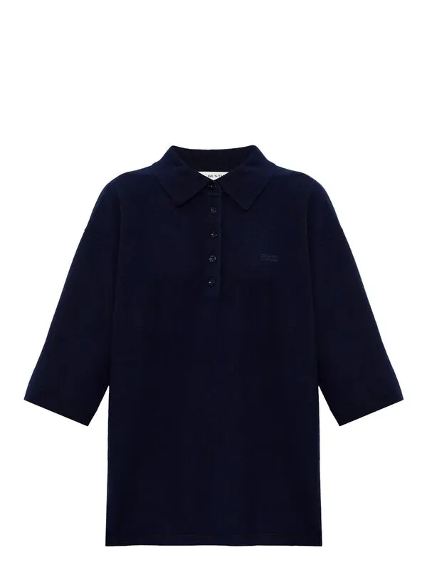 GESTUZ Wool Polo - Navy Blue