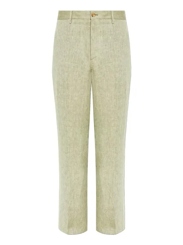Etro Linen Herringbone Trousers - Green