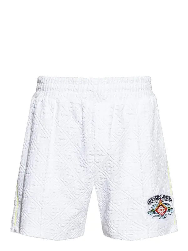 Casablanca Jacquard Textured Shorts With Patch - White