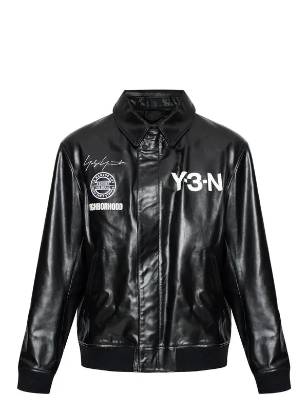 Y3 X Neighborhood Leather Jacket - Black