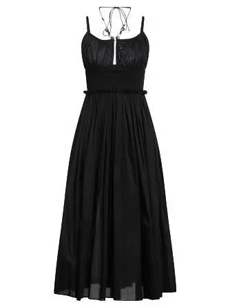 Maje Cotton Midi Flared Dress - Black