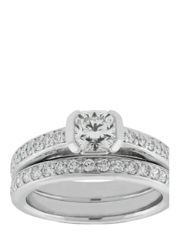 SIGNATURE Square Diamond Bridal Set In 18k White Gold - Wg