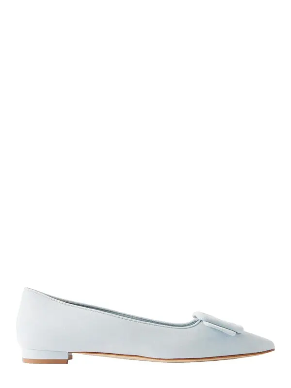 Manolo Blahnik Maysale Buckled Suede Point-toe Flats - Blue