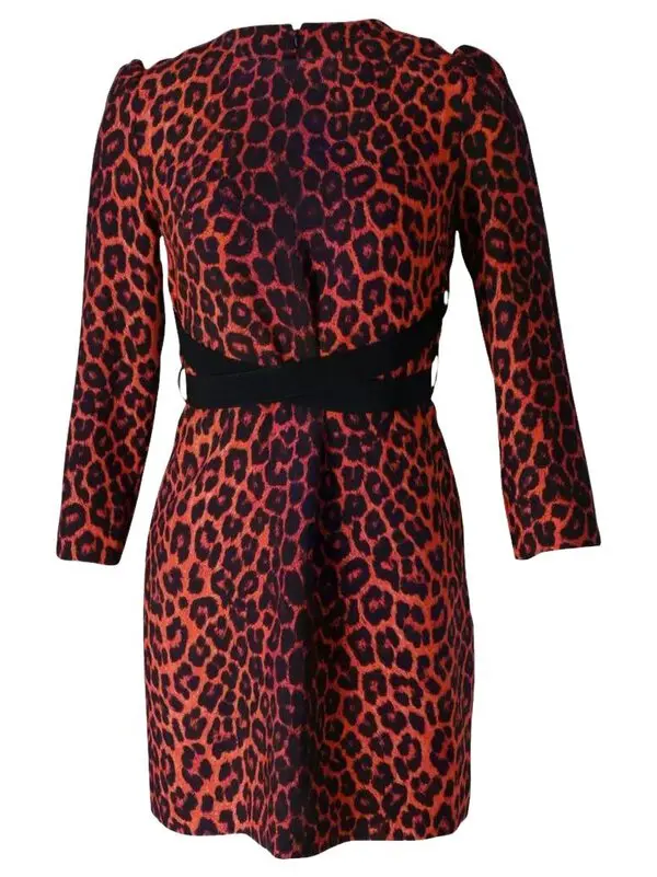 Victoria Beckham Leopard Print Mini Dress - Red