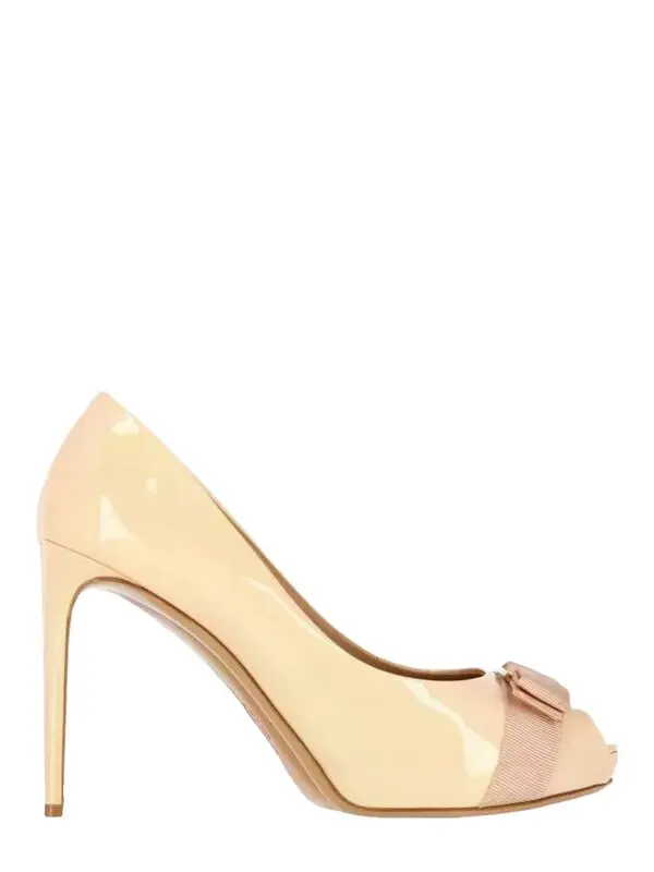 FERRAGAMO Vara Bow Peep-toe Pumps - Neutrals