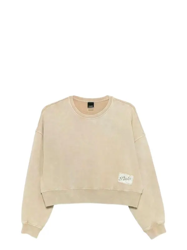 Pinko Cropped Label Sweatshirt - Neutrals