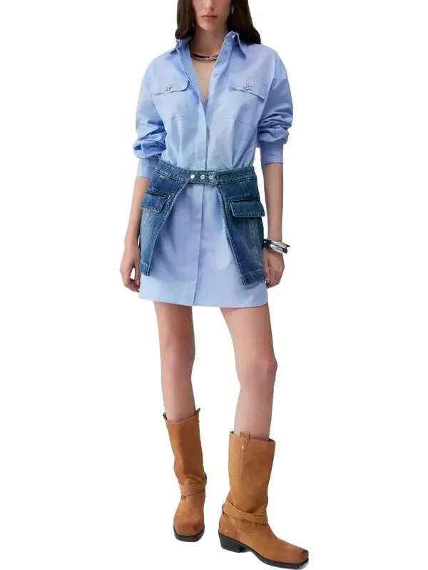 Liu Jo Button Mini Shirt Dress - Blue
