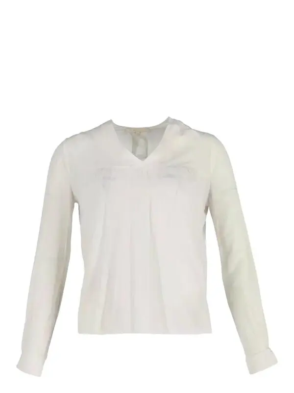 Maje V-neck Silk Blouse - Neutrals