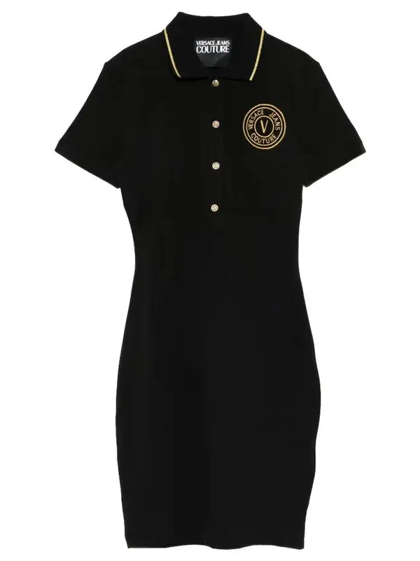 Versace Button Logo Mini Dress - Black