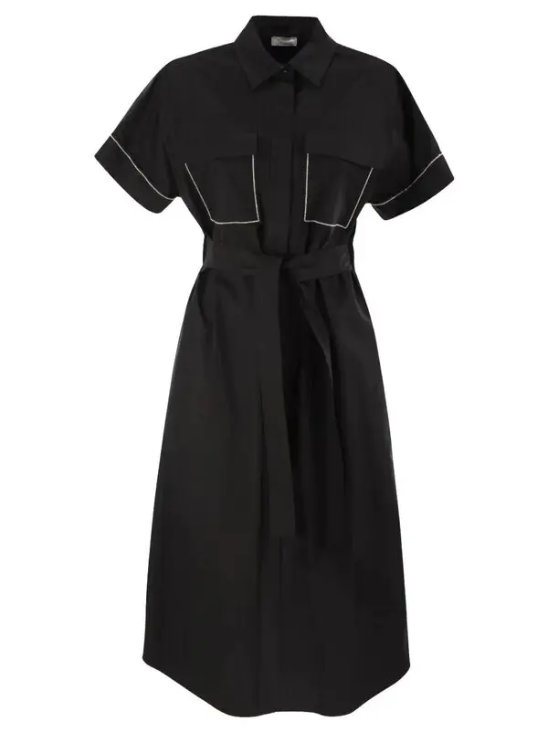 Peserico Short Sleeve Belted Dress - Black