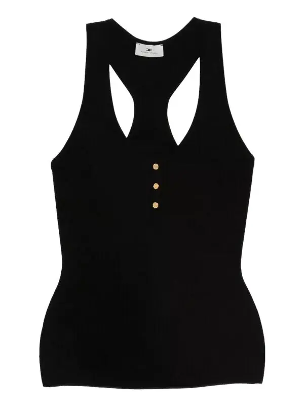 Elisabetta Franchi Button-up Tank Top - Black