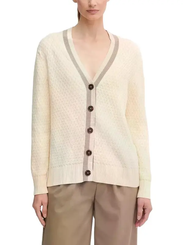 Gant Button V-neck Cardigan - Neutrals