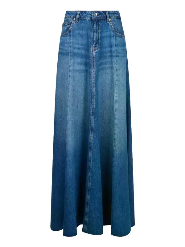 Liu Jo Stonewash Frayed Maxi Skirt - Blue
