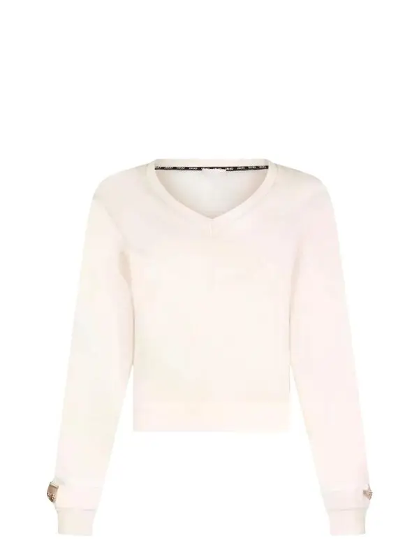 Liu Jo V-neck Sweatshirt With Chain Detail - Neutrals