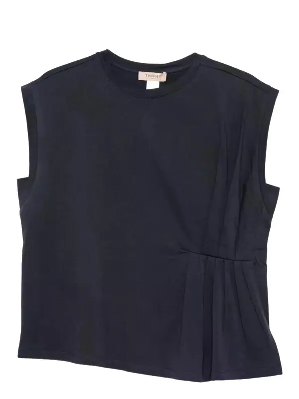 TWINSET Pleated Asymmetric T-shirt - Blue