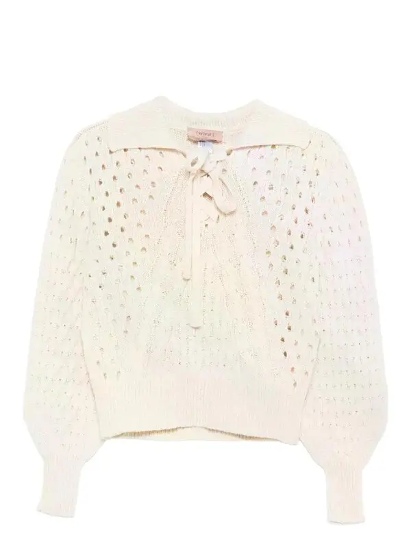 TWINSET Lace-up Sweater - Neutrals