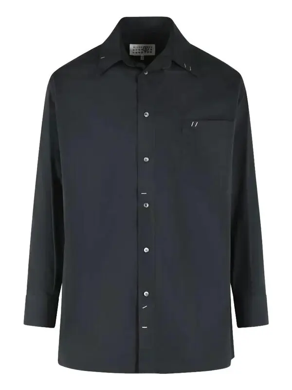 MAISON MARGIELA Pointed Collar Staple Detail Shirt - Black