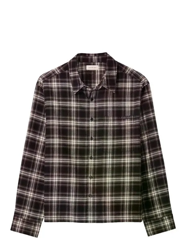 Calvin Klein Long-sleeved Checked Shirt - Brown