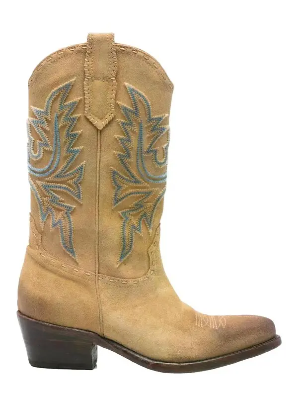DAMY Leonplus Embroidery Cowboy Boots - Neutrals