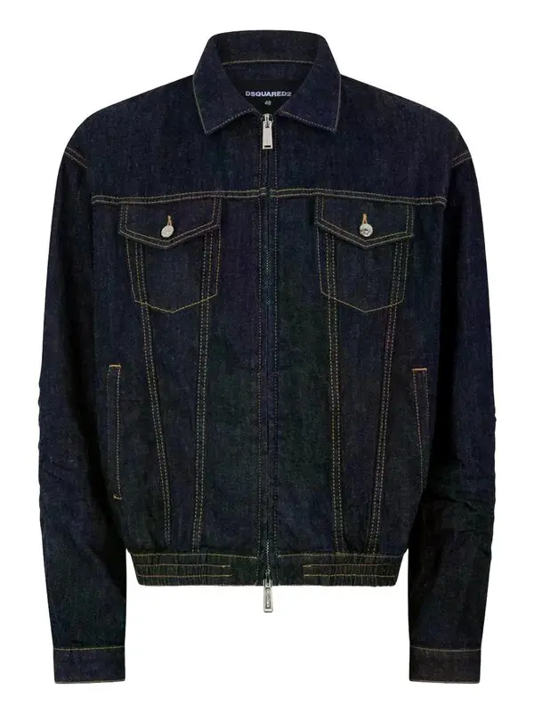 Dsquared2 Dark Wash Denim Jacket With Drawstring Hem - Blue