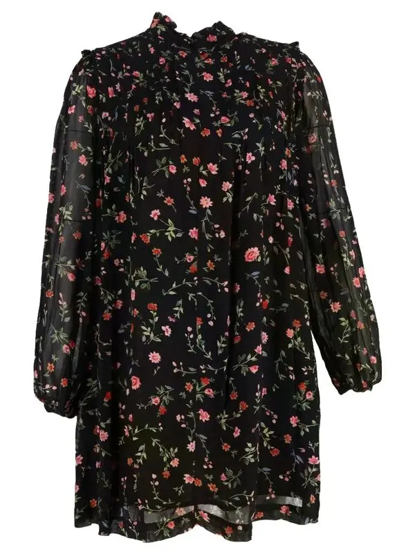 GANNI Floral-print Mini Dress - Black