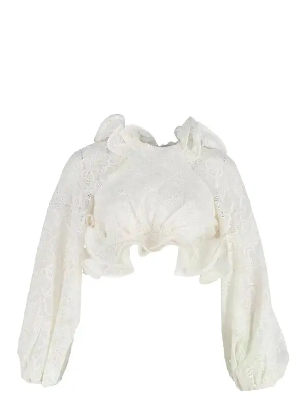 Zimmermann Lovestruck Ruffled Lace Top - White