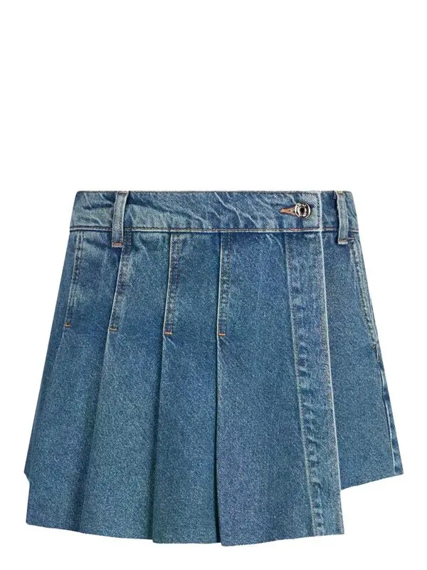 Liu Jo Pleated Frayed Denim Skort - Blue