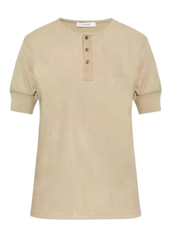 LEMAIRE Half-button Short-sleeve T-shirt - Neutrals