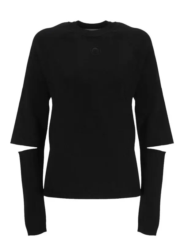 MARINE SERRE Crew-neck Cut-out Sweater - Black