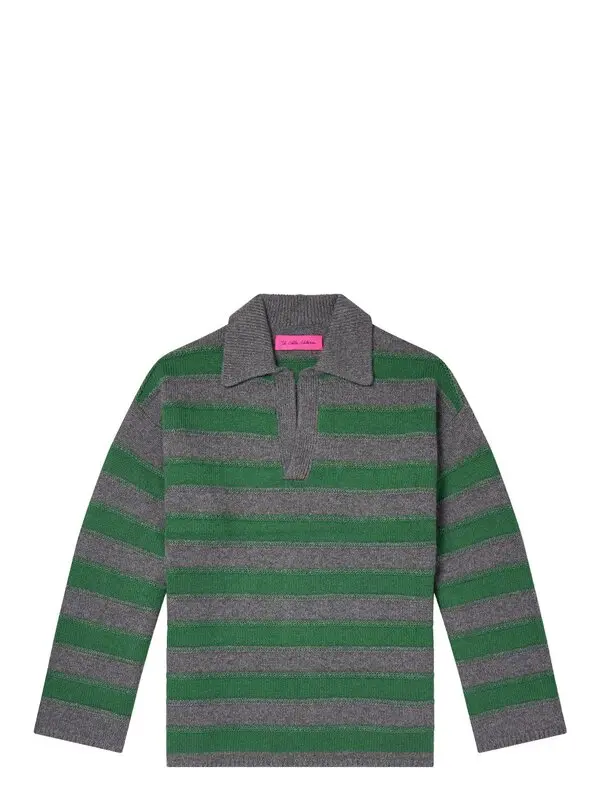 THE ELDER STATESMAN Dume Striped Polo Shirt - Green